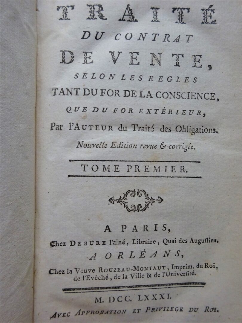 Robert-Joseph POTHIER, collection d’ouvrages de droit . | Le blog