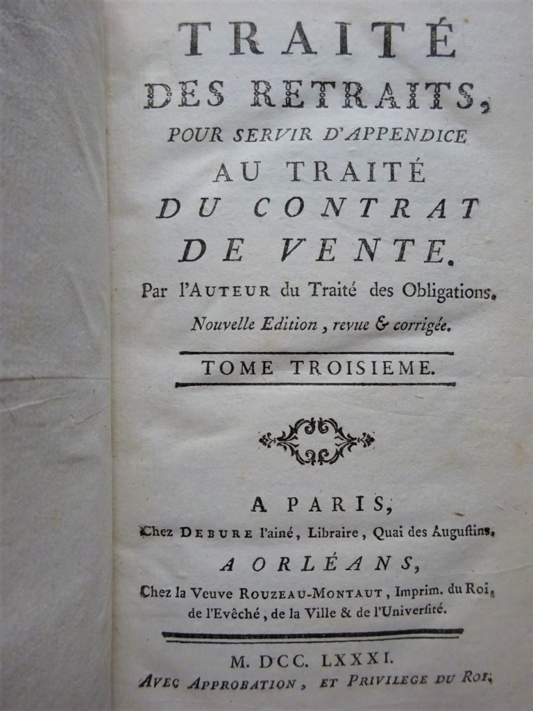 Robert-Joseph POTHIER, collection d’ouvrages de droit . | Le blog