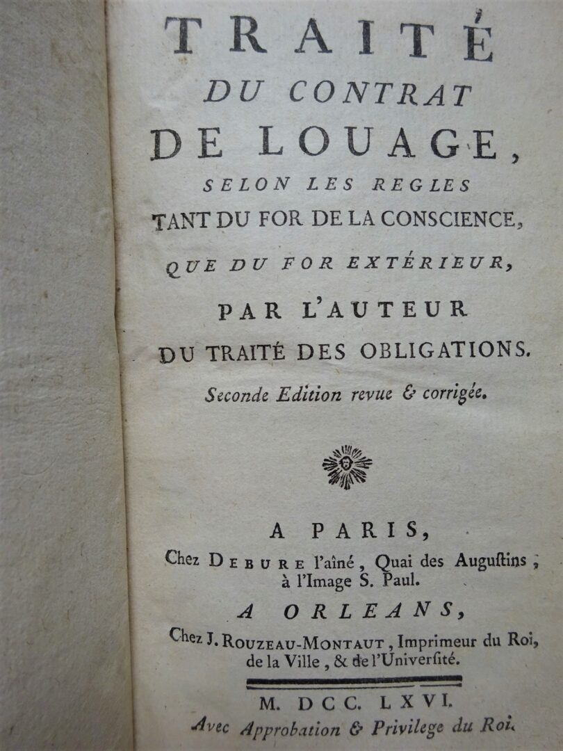 Robert-Joseph POTHIER, collection d’ouvrages de droit . | Le blog